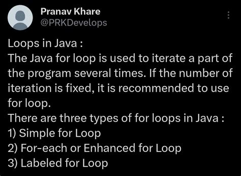 Pranav Khare On Linkedin Twitter Twitter Java Insights Loops Development Types Javaloops