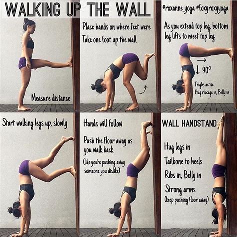 Great way to practice #adhomukhavrksasana (handstand) using a wall. Photo: @roxanne_yoga | Yoga ...