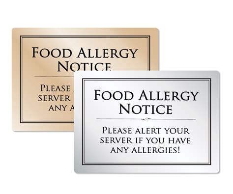 Food Allergy Bar Notice Mileta Signs And Displays Limited