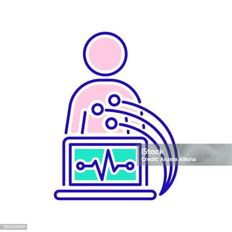심전도 색상 라인 아이콘 환자의 심장 상태를 확인하기위한 의료 기기 웹 페이지 모바일 앱 프로모션을 위한 그림 윤곽선 0명에 대한 스톡 벡터 아트 및 기타 이미지 Istock