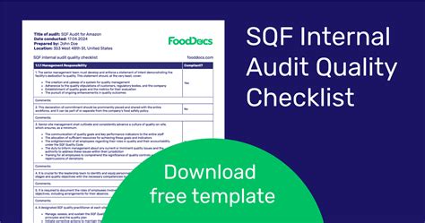 Sqf Audit Checklist Download Free Template