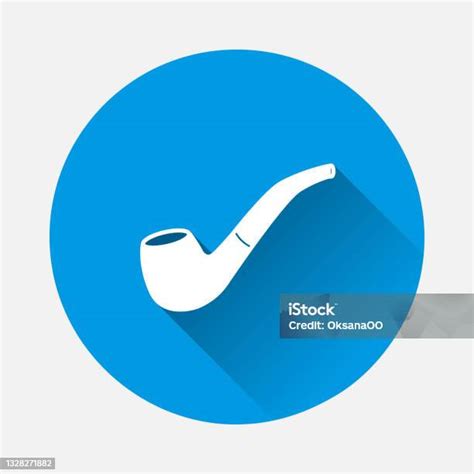 파란색 배경의 흡연 파이프 벡터 아이콘입니다 긴 그림자가 있는 플랫 이미지 개념에 대한 스톡 벡터 아트 및 기타 이미지 개념 검은색 경계 표지 Istock