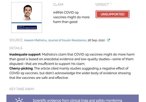 Article by cardiologist Aseem Malhotra made unsupported claims about the benefits and risks of ...