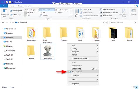 Preview Pane Add To Context Menu In Windows 10 Tutorials