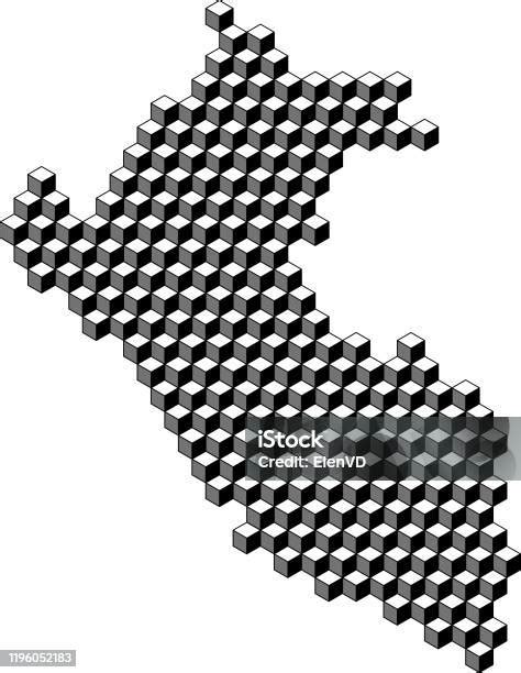 3d 블랙 큐브 아이소메트릭 추상 개념 사각형 패턴 각 기하학적 모양에서 페루지도 벡터 그림입니다 0명에 대한 스톡 벡터 아트 및 기타 이미지 Istock