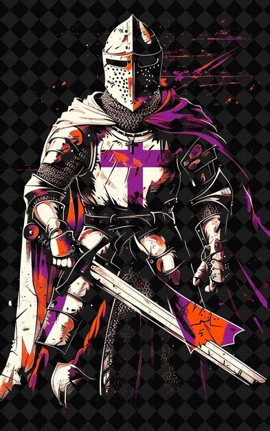 Crusader Portrait With Surcoat And Chainmail Armor Holding A Png