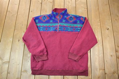 Vintage 1990s Great Canadian Rugged Wear Fleece Quarter Zip Sweater