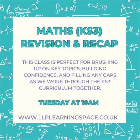 Maths Revision And Recap Age Guide 12 14 Tuesday 10am Learn Laugh Play