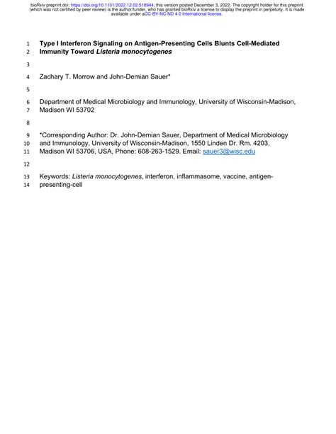 Pdf Type I Interferon Signaling On Antigen Presenting Cells Blunts