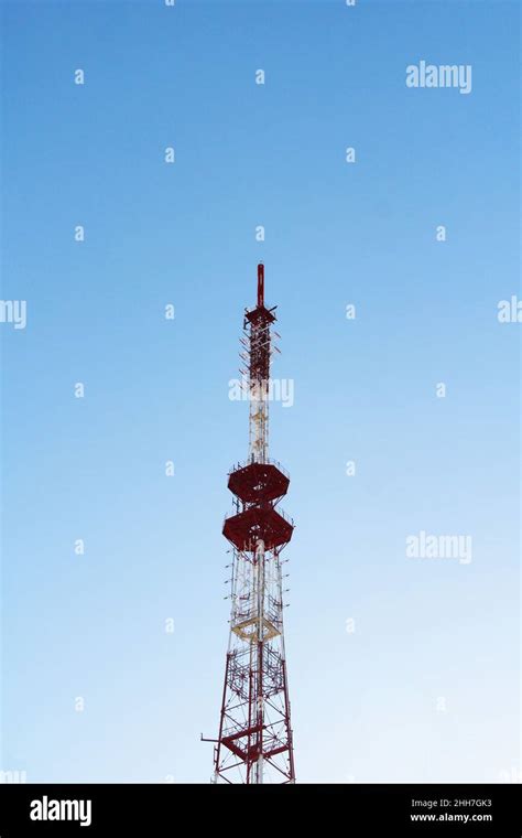 Base Station Mobile Network Antenna On A Steel Structure Mast With A