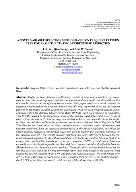 Pdf A Novel Variable Selection Method Based On Frequent Pattern Tree For Real Time Traffic