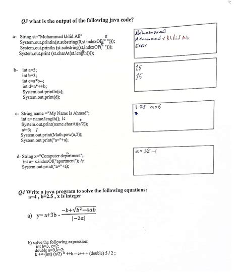 solved q3 what is the output of the following java code 4