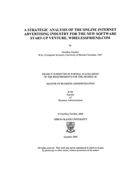 Sfu Mba 2005 Thesis Analysis Internet Advertising G Fawkes Pdf
