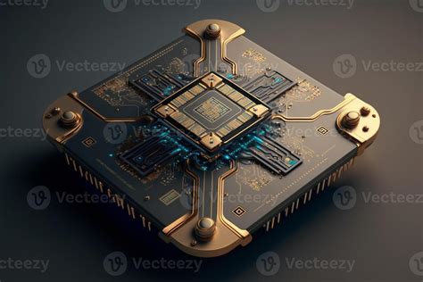 Illustration Of A Microchip With Intricate Circuitry And Futuristic