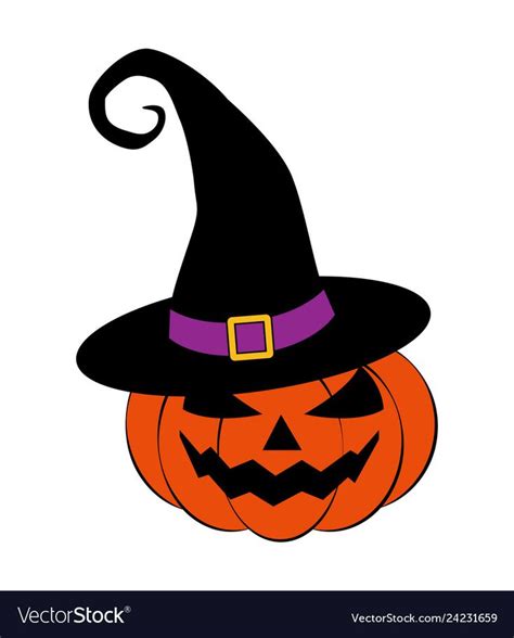 Halloween Pumpkin In Witches Hat Jack O Lantern Royalty Free Vector