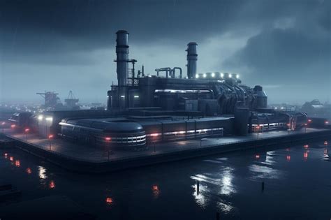 Premium Photo A Massive Plant Factory Facility Or Logistics Center At Dusk Or Twilight Time