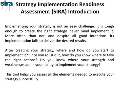 Ppt Strategy Implementation Readiness Assessment Sira Introduction Powerpoint Presentation