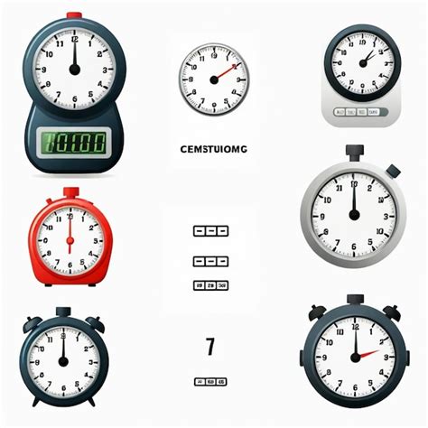 Classroom Timer Vector Set White Background Isolated Premium Ai