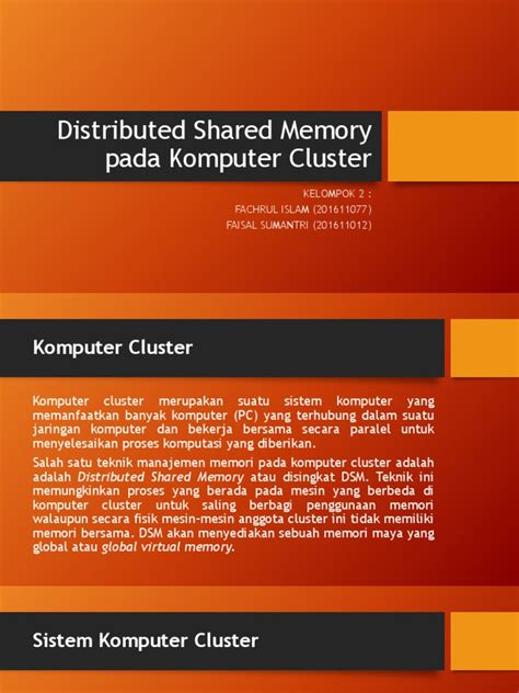 Distributed Shared Memory Pada Komputer Cluster Pdf
