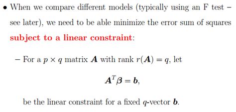 statistics equality constrained least squares problem via lagrange
