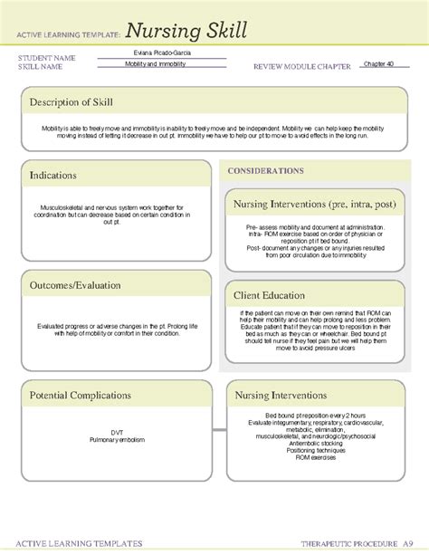 Mobility And Immobility Ati Template