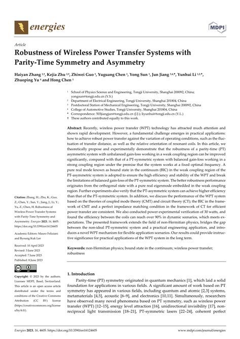 Pdf Robustness Of Wireless Power Transfer Systems With Parity Time Symmetry And Asymmetry