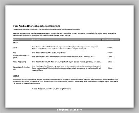 Sample Depreciation Schedule Sample Schedule Sample Depreciation Schedule Sample Schedule
