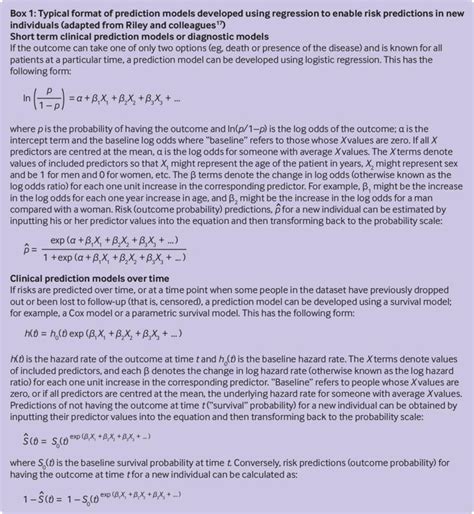 Guide To Presenting Clinical Prediction Models For Use In Clinical Settings The Bmj