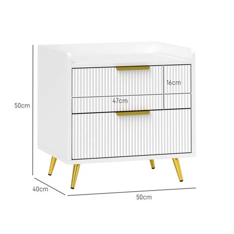 Homcom Elegant Two Drawer Bedside Table White — Shopsta Uk