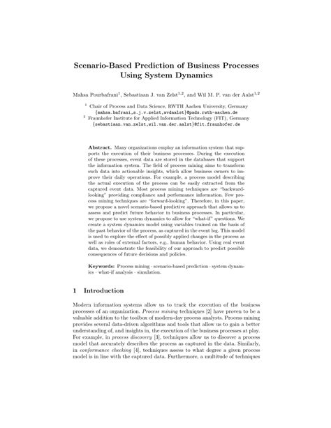 Pdf Scenario Based Prediction Of Business Processes Using System Dynamics