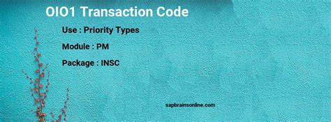 Oio1 Sap Tcode For Priority Types