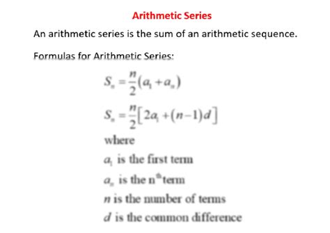 SOLUTION Arthmetic Series Formula Studypool