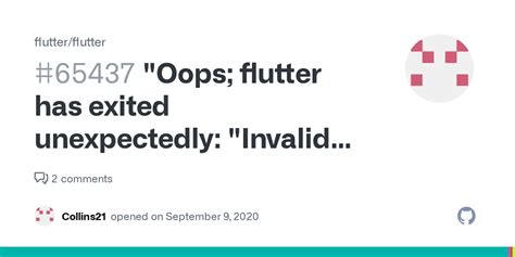 Oops Flutter Has Exited Unexpectedly Invalid Arguments Cannot