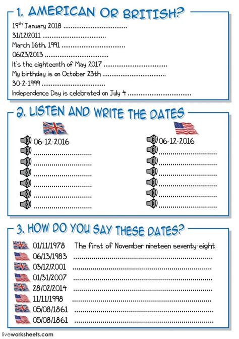 Days And Dates Interactive Worksheet