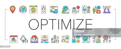 Optimize Operations Collection Icons Set Vector Stock Illustration Download Image Now