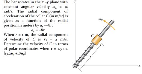 Solved The Bar Rotates In The X Y Plane With Constant Chegg
