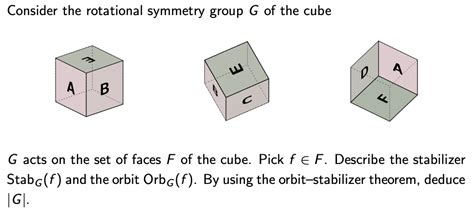 Solved Consider The Rotational Symmetry Group G Of The Cube