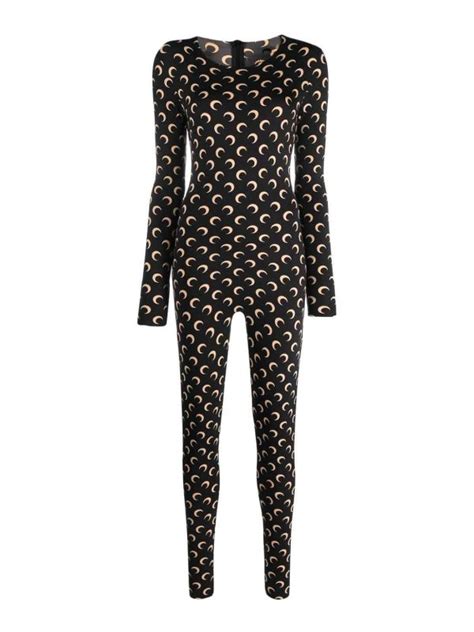 Marine Serre Allover Moon Catsuit Black WJS CJER IT