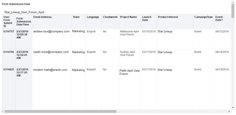 Form Submission Data Report