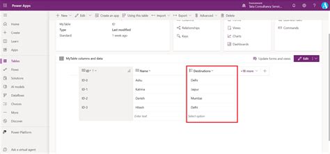 choices in dataverse