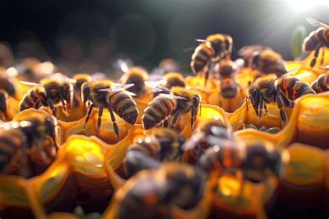 Buzzing Bounty Bees Hive Honey Jar Honeycomb Indulging In The Sweet