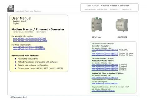 Modbus Master Ethernet ADFweb