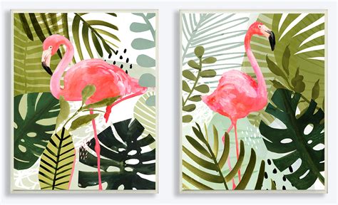 Bay Isle Home™ Flamingo In A Tropical Monstera Forest Flower 2 Piece