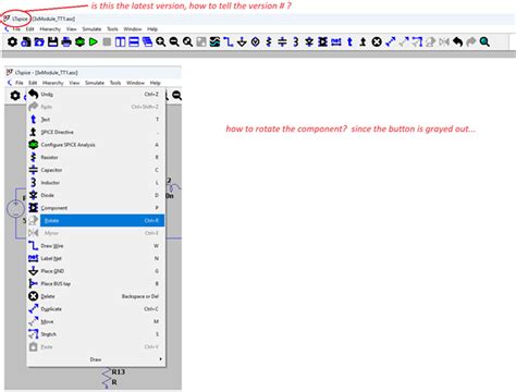 Ltspice Rotate Component Unavailable Grayed Out Qanda Ltspice