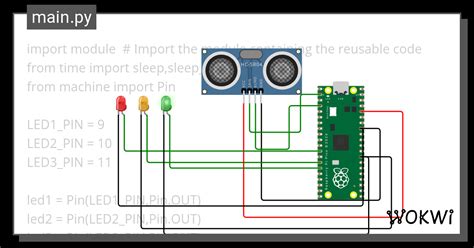 Draft Of 3 Three Leds Combining Ultra Sonic Wokwi Esp32 Stm32