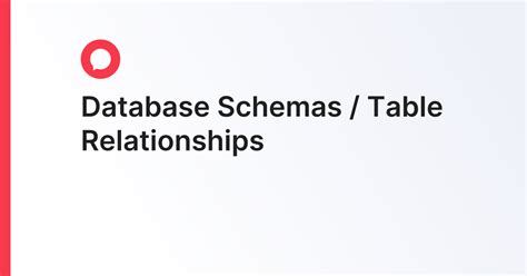 Database Schemas Table Relationships