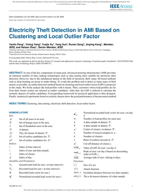 Pdf Electricity Theft Detection In Ami Based On Clustering And Local Outlier Factor