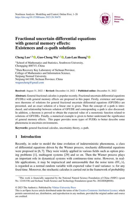 Pdf Fractional Uncertain Differential Equations With General Memory Effects Existences And α