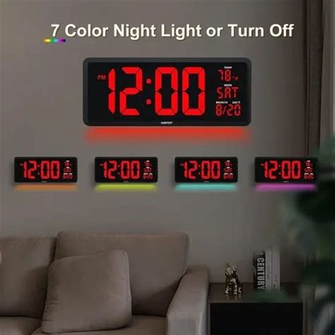 Cupid Black And Red Large Digital Clock With Indoor Temperature For