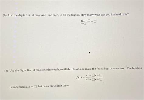 Solved B Use The Digits 1 9 At Most One Time Each To